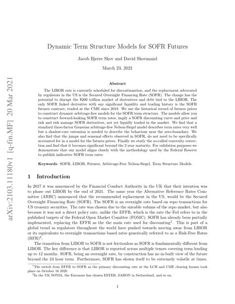 pdf dynamic term structure models for sofr futures
