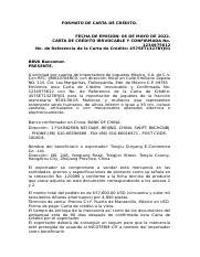 Ejemplo de una carta de credito de importación docx FORMATO DE CARTA