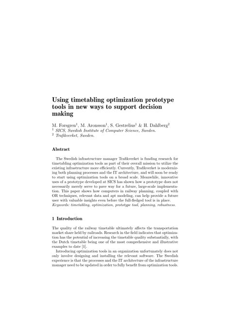 pdf using timetabling optimization prototype tools in new ways to support decision making