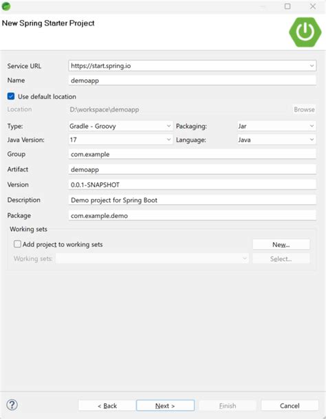 generate a spring boot project using initializr and sts