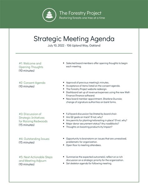 Nonprofit Board Meeting Agenda Template