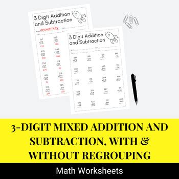Three Digit Mixed Addition And Subtraction With Without Regrouping