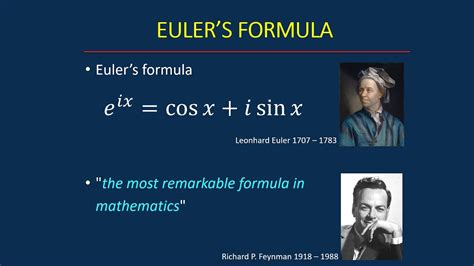 most remarkable formula in mathematics euler s formula and expressions for cosine and sine