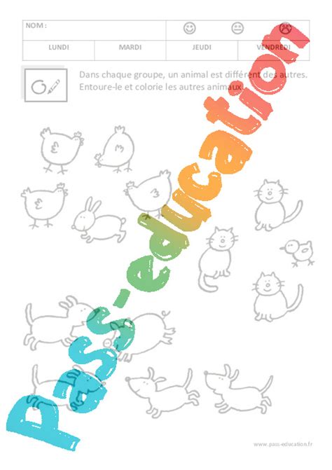 Intrus Maternelle Logique Petite Section Moyenne Section