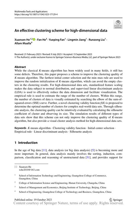 an effective clustering scheme for high dimensional data