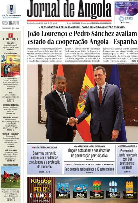 Capa Jornal De Angola De 2023 06 16