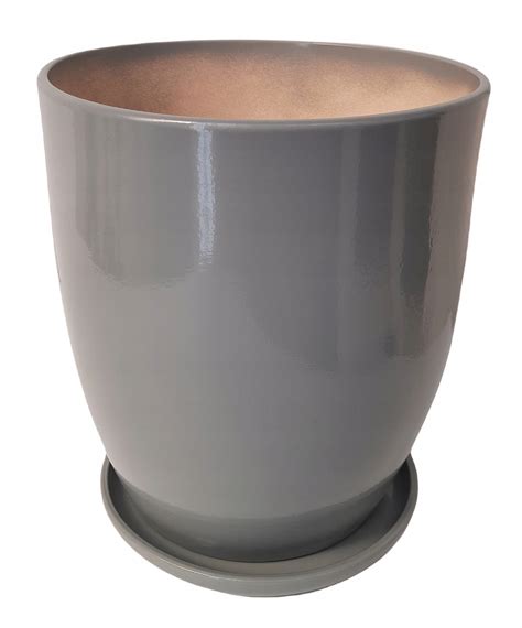 DONICZKA CERAMICZNA SZARA POŁYSK ŚREDNICA 20 5 CM WYSOKOŚĆ 21 CM