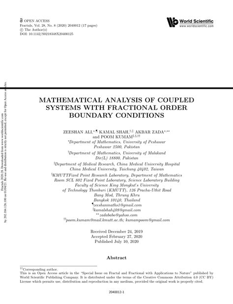 pdf mathematical analysis of coupled systems with fractional order boundary conditions