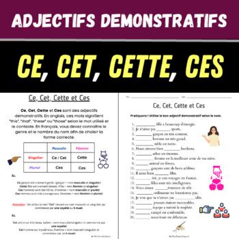 Ce Cet Cette Ces Les Adjectifs Demonstratifs French Grammar