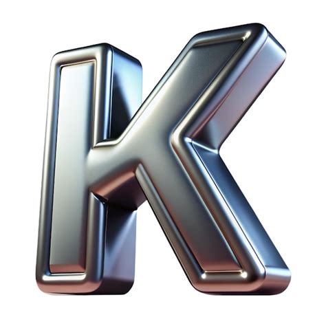 Letra K maiúscula em fundo branco Gun metal fonte renderizada em 3D
