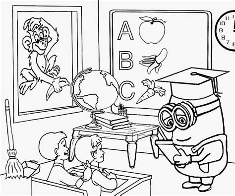 Dibujos de niños estudiando en la escuela para colorear