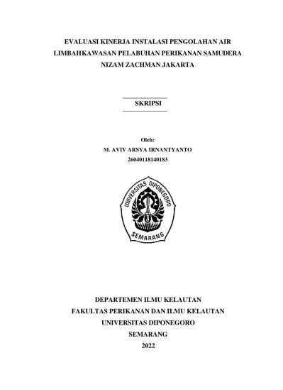EVALUASI KINERJA INSTALASI PENGOLAHAN AIR LIMBAH KAWASAN PELABUHAN