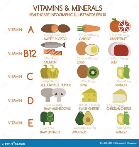 Vitamins And Minerals Foods Illustrator Set 1 Stock Vector Image