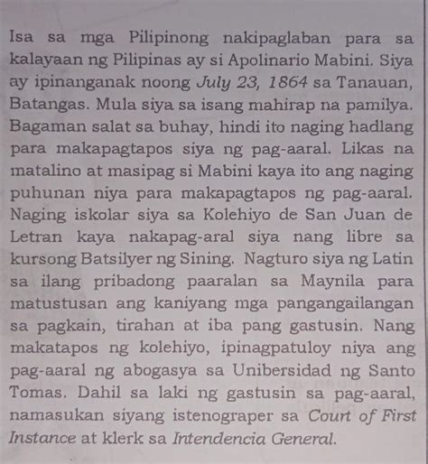 1 Sino Ang Pinag Uusapan Sa Talata 2 Ilarawan Ang Pangunahing Tauhan