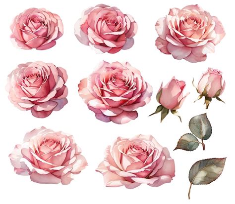 Rosas Cor De Rosa Isoladas Em Um Fundo Branco Transparente Ilustra O