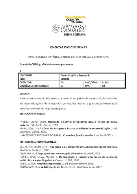 PDF EMENTAS DAS DISCIPLINAS Ulbra DOKUMEN TIPS