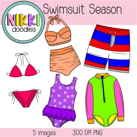 Swimsuit Bikini Summer Beach Vacation Clip Art Etsy