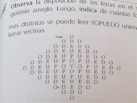 Observa la disposición de las letras en el siguiente arreglo Luego
