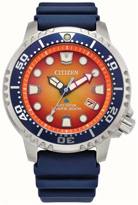 Citizen Men S Promaster Diver Eco Drive Orange Dial Blue