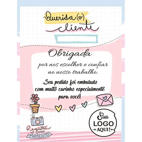 Agradecimento Ao Cliente Cart O Obrigado Pela Compra Shopee Brasil
