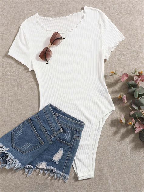 Lettuce Trim Rib Knit Solid Bodysuit Artofit