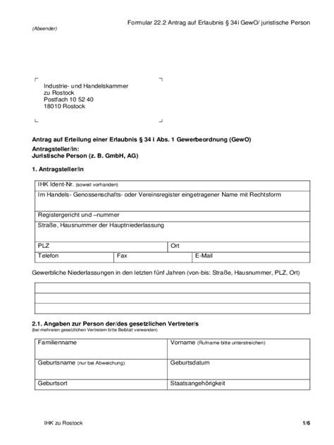 Ausfüllbar Online Antrag auf Erteilung einer Erlaubnis 34 i Abs 1