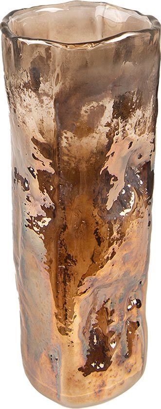 Clayre Eef Vaas Ø 8x20 cm Bruin Glas Glazen Vaas bol