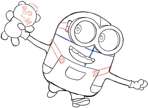 How To Draw Bob The Minion With A Teddy Bear From The Minions Movie