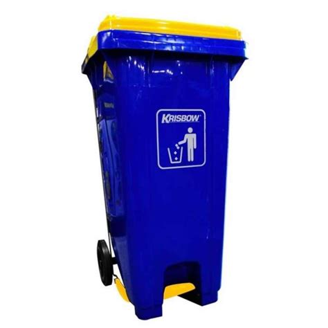 Jual Krisbow 240 Ltr Tempat Sampah Plastik Outdoor Pedal Tutup Kuning