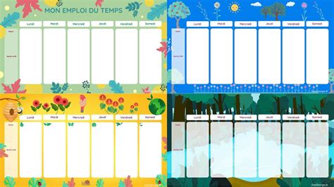 Emplois Du Temps Th Me Nature Imprimer