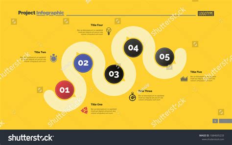 Five Points Process Chart Slide Template Stock Vector Royalty Free