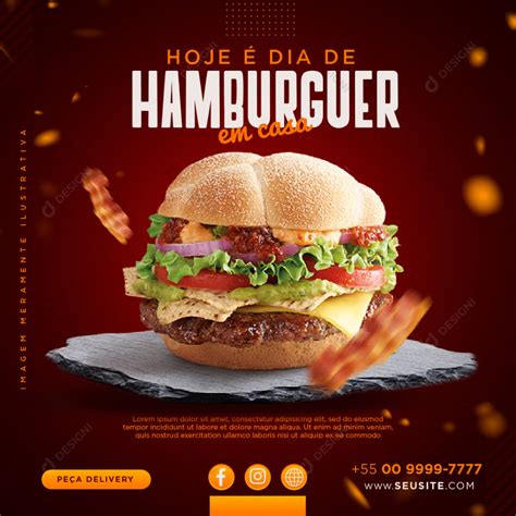 Hambúrguer Hamburguerias Social Media PSD Editável Delivery download