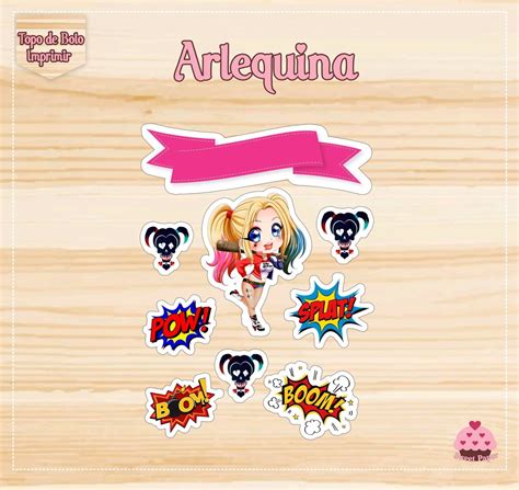 Arlequina Topo De Bolo Imprimir Elo Produtos Especiais