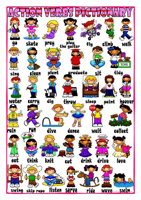 Action Verbs Pictionary Worksheet Free ESL Printable Worksheets Made