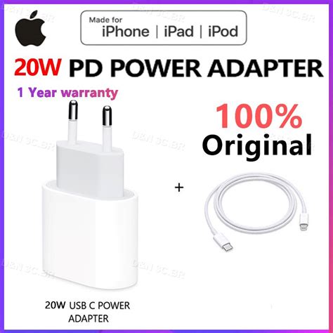 Cabo De Carregamento Rápido Carregador USB C 20W PD Original Da Apple