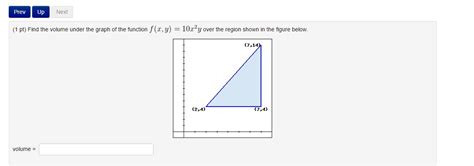 solved find the volume under the graph of the function f x