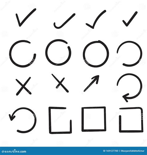 Doodle Hand Drawn Check Signs Doodle V Mark For List Items Check Box