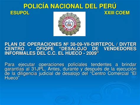 Ppt Polic A Nacional Del Per Esupol Xxiii Coem Powerpoint