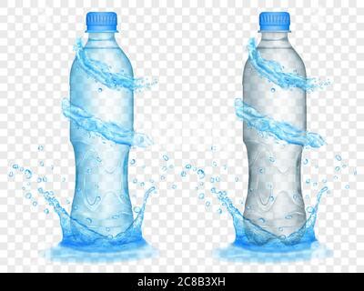 Water Drops And Blue Splashes Isolated On White Vector Set