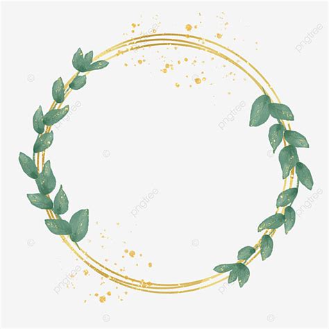 Watercolor Leaves Circle Hd Transparent Circle Golden Frame With