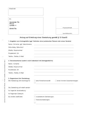 Fillable Online Gemeinde Titz Antrag Auf Erteilung Einer Gestattung Gem