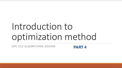 introduction to optimization method part 4 youtube