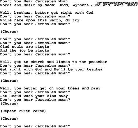 Country Southern And Bluegrass Gospel Song Don T You Hear Jerusalem