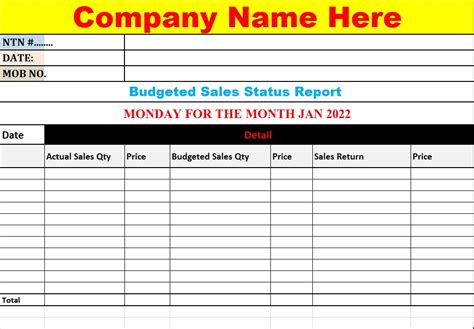 Progress Report Template Excel