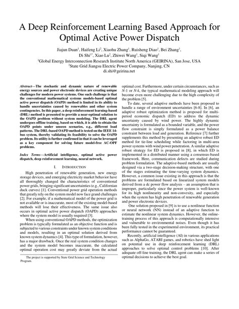 pdf a deep reinforcement learning based approach for optimal active power dispatch