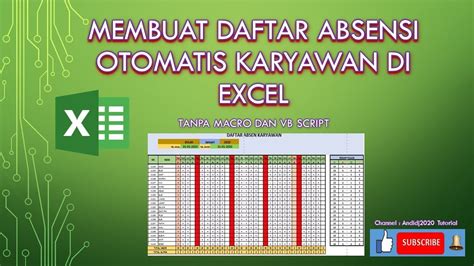 Rahasia Membuat Daftar Absensi Otomatis Karyawan Di Excel YouTube