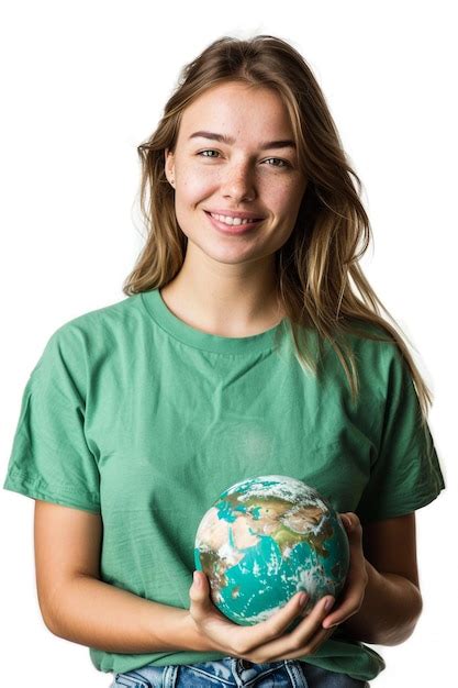 Premium Photo A Woman Holding A Globe With The Word Earth On It