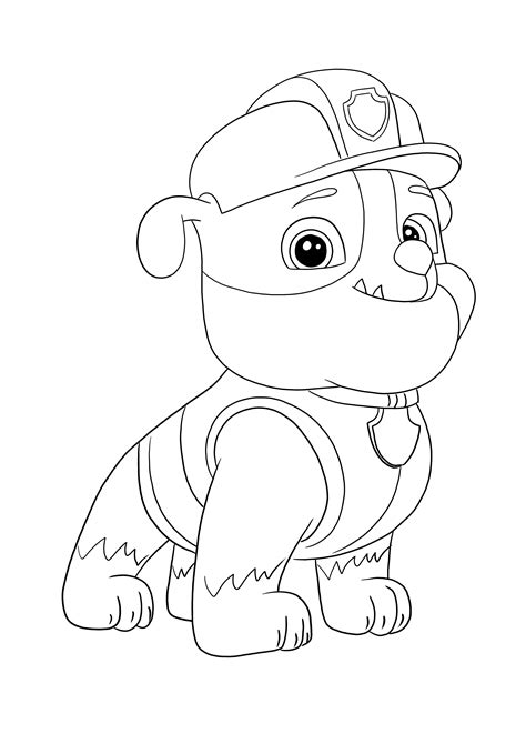 Rubble fácil de colorir do desenho animado da Patrulha Canina e grátis