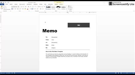 Write A Memo Using Word S Template YouTube
