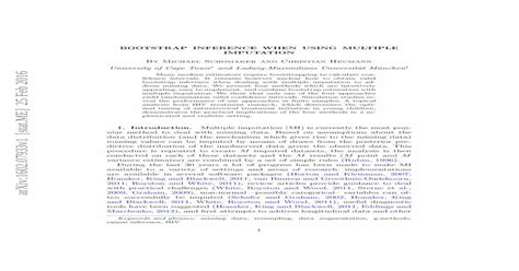 pdf bootstrap inference when using multiple imputation … · bootstrap inference when using